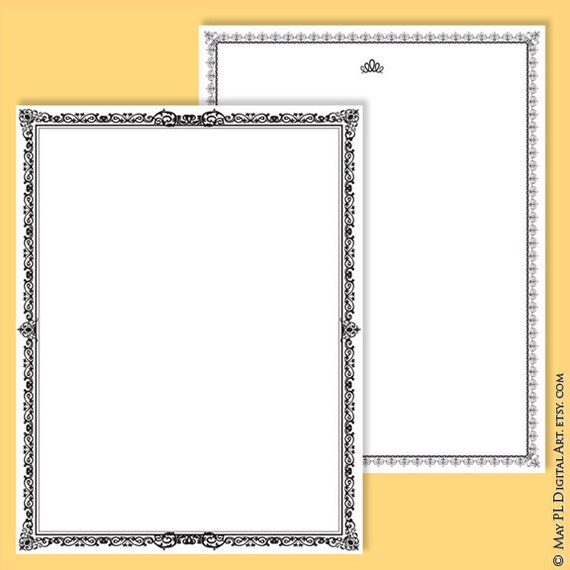 Page Borders Frames Black 8 x 11 Rectangle Digital VECTOR
