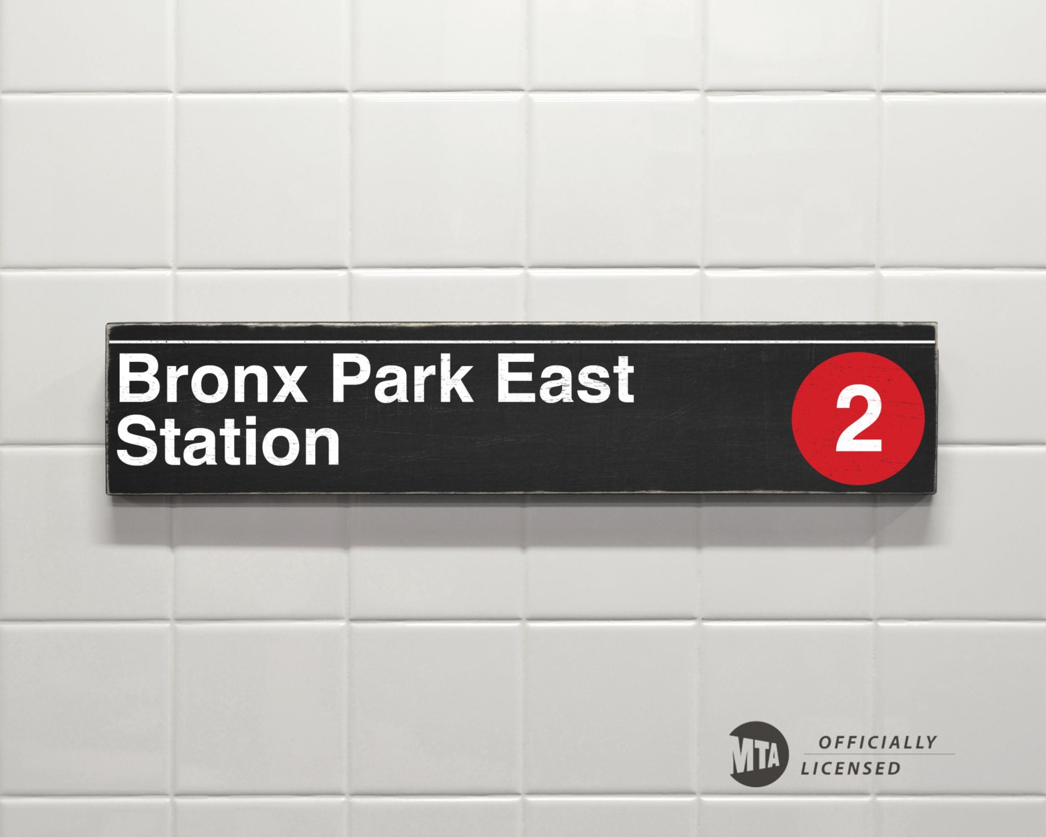 Bronx Park East Station New York City Subway Sign Wood