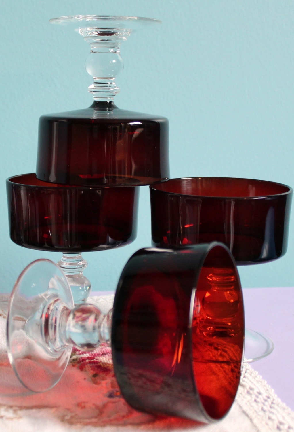 French Ruby Red Glasses – Arcoroc Luminarc? – Haute Juice