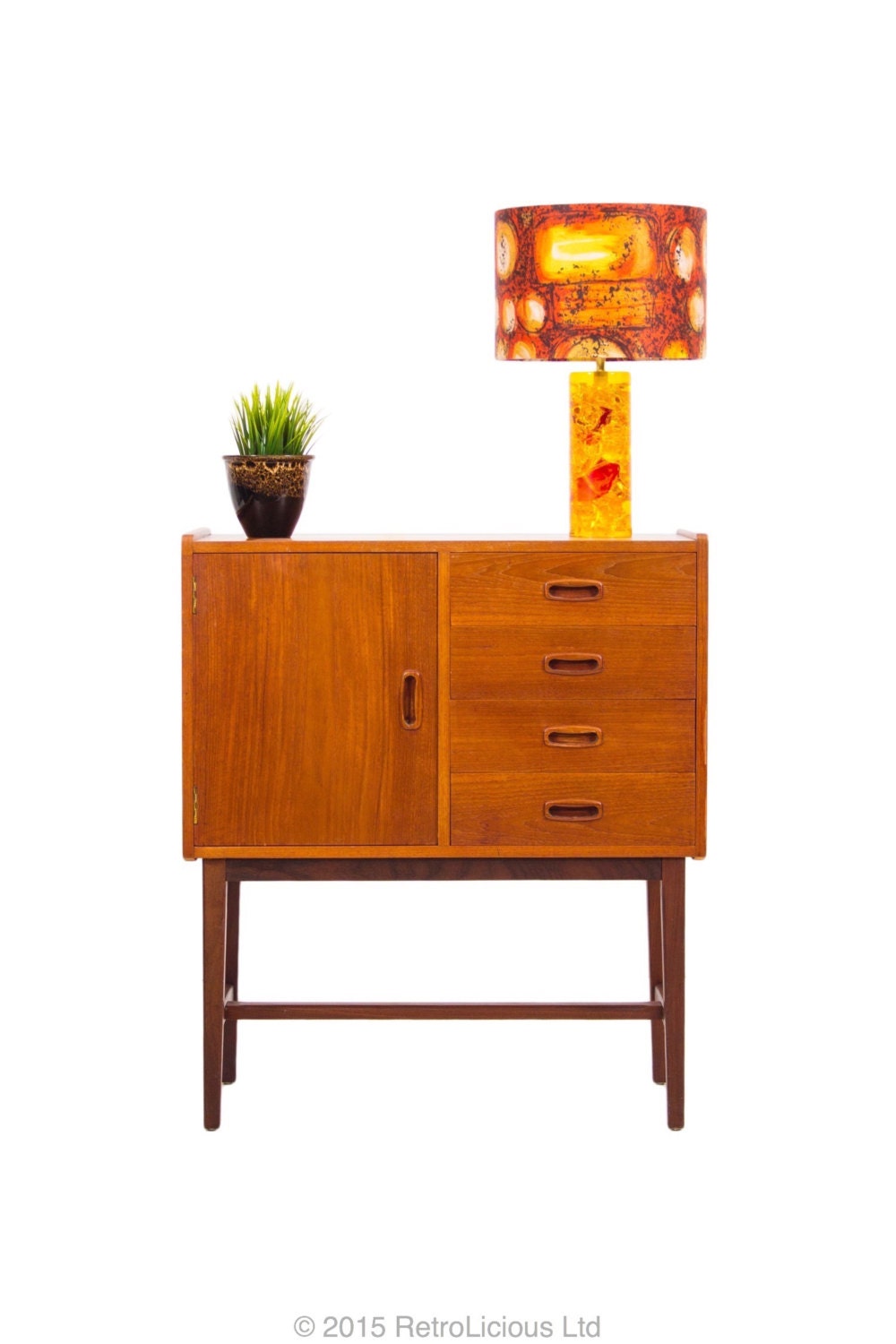 Danish Teak Compact Media Storage Cupboard Drawer Unit Retro G Plan Era ...