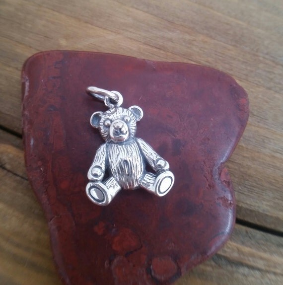 Sterling Silver Teddy Bear Charm Realistic by VanClarenJewelry