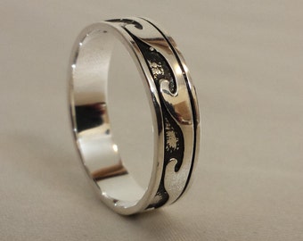 Mens wave ring | Etsy