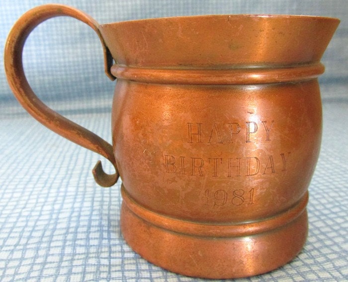 Vintage Gregorian Large Mug Cup Copper or Copper Clad w/Persons’ Etched ...