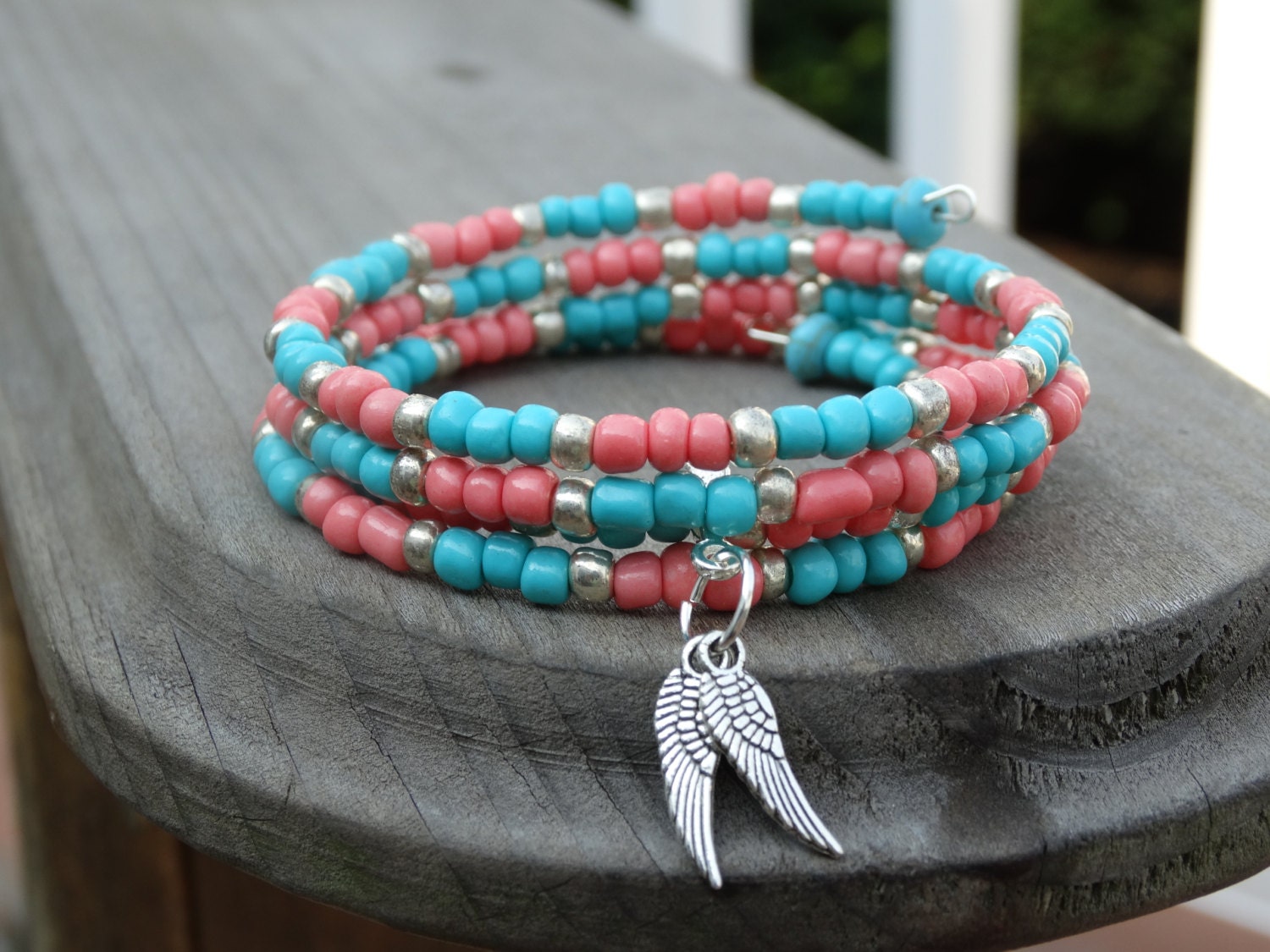 Beaded Bracelet Memory Wire Glass Seed Beads Turquoise beaded-bracelet-memory-wire-glass-seed-beads-turquoise