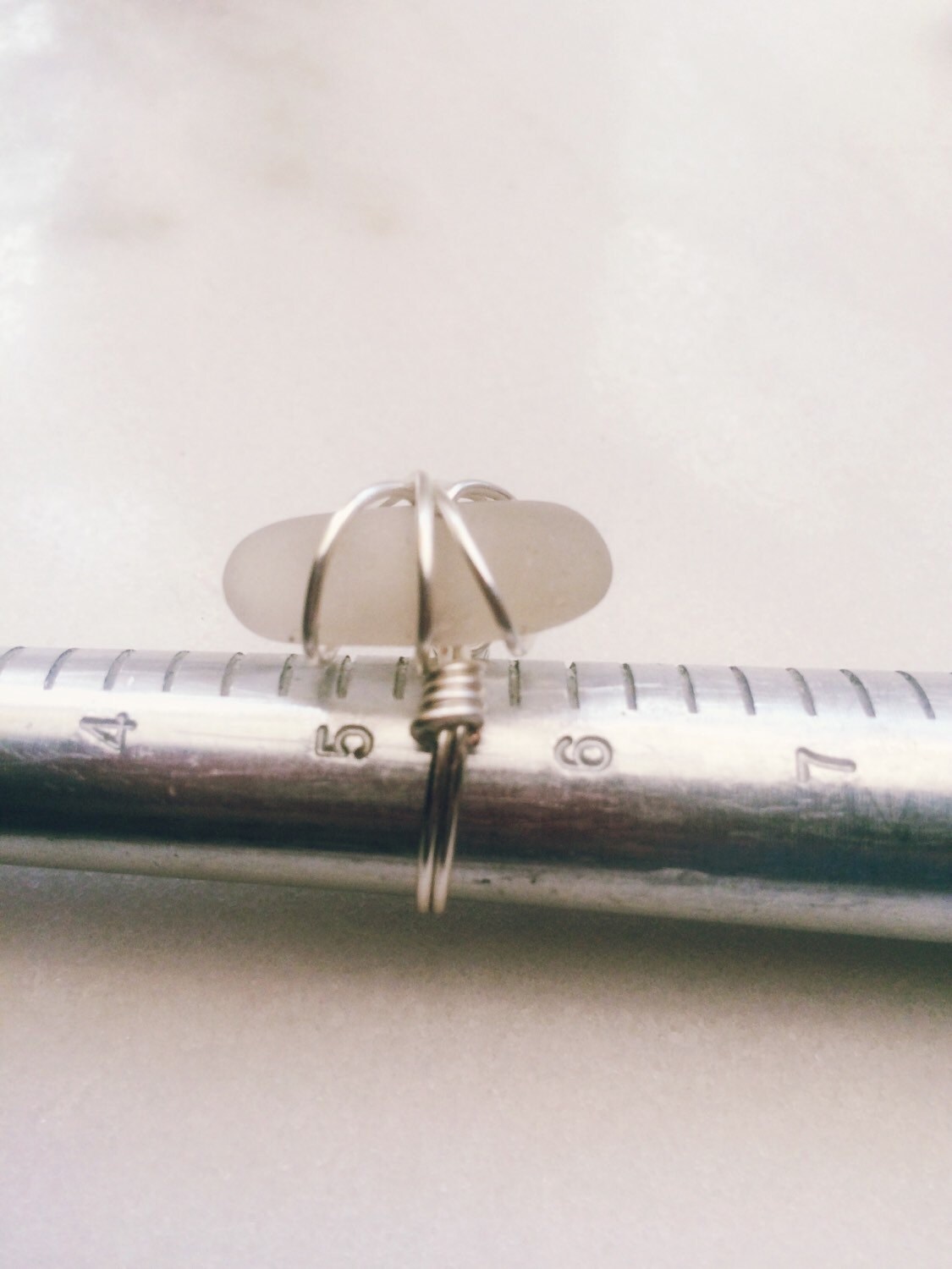 White Sea Glass Ring Wire Wrapped Beach Glass By Gulfcoasttreasure