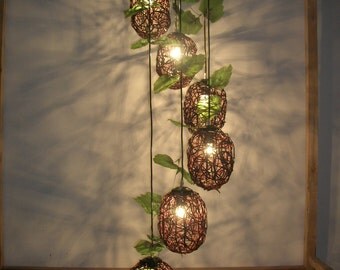 Rattan pendant light | Etsy