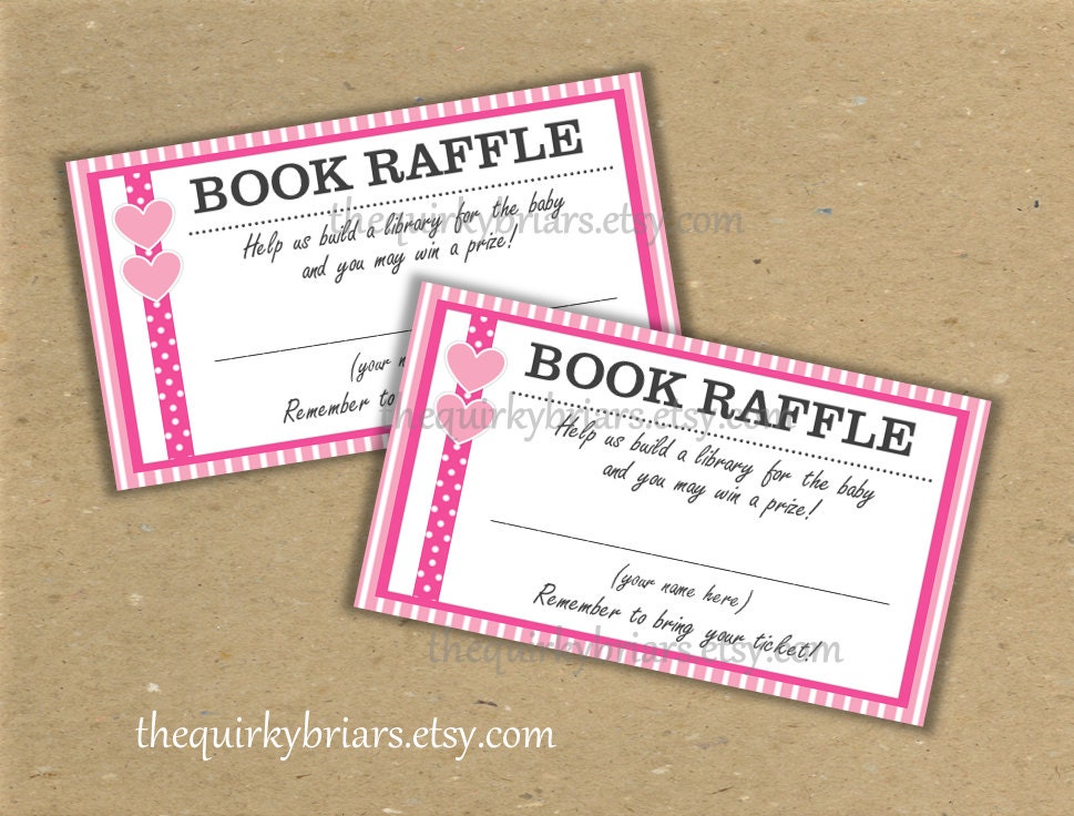 Printable Book Raffle Tickets / Baby Shower Games / Baby Girl