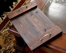 Rustic Wooden Ottoman Tray, Coffee Table Tray, Wooden Serving Tray ...