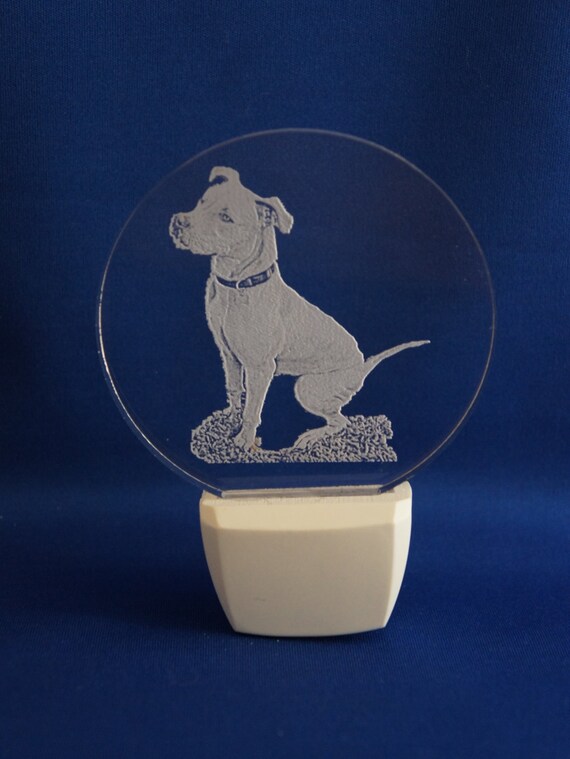 Pit bull etched LED night light by personaletchings on Etsy