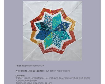 Paper-Pieced Quilt Blocks Pattern Sun by SixWhiteHorsesStudio