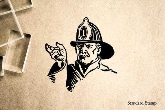 Fireman Rubber Stamp 2 x 2 inches by StandardStamp on Etsy