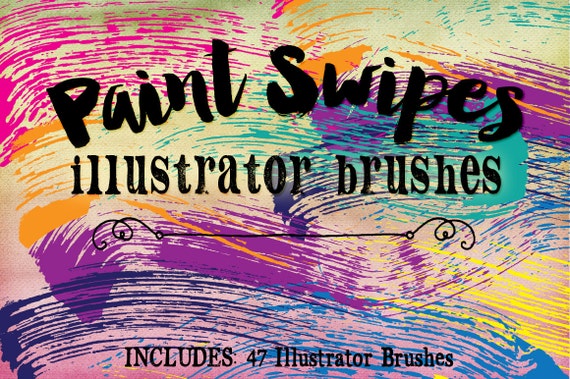 Paint Swipe Illustrator Brushes 47 Vector AI by ClikchicDesign