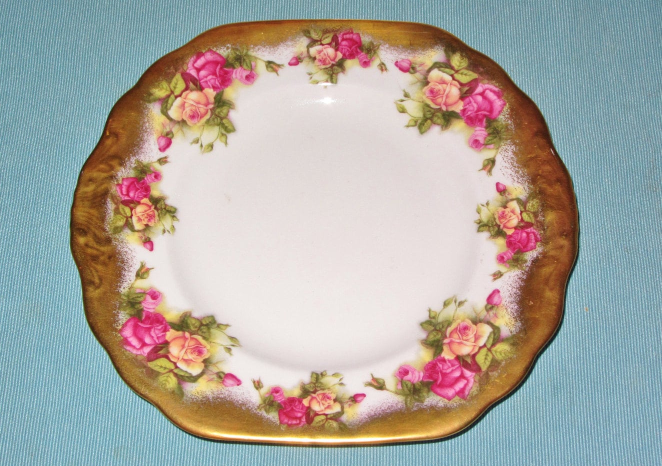 ROYAL CHELSEA Golden Rose Cake Serving Plate Vintage 50s Pattern ...