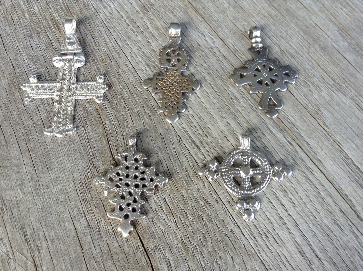 Genuine antique Ethiopian silver coptic pectoral crosses. Shoa hinged ...
