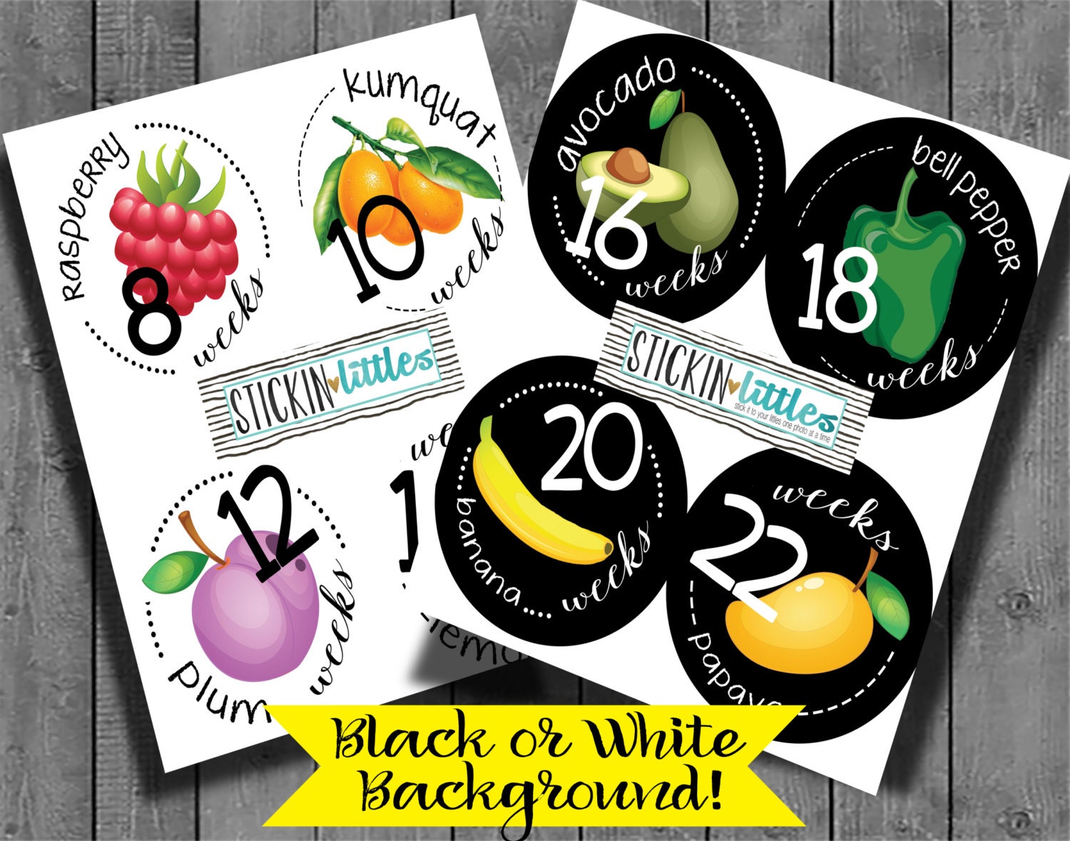 Pregnancy Countdown/ 20 Belly Stickers/Photo Prop/ 8 weeks-40