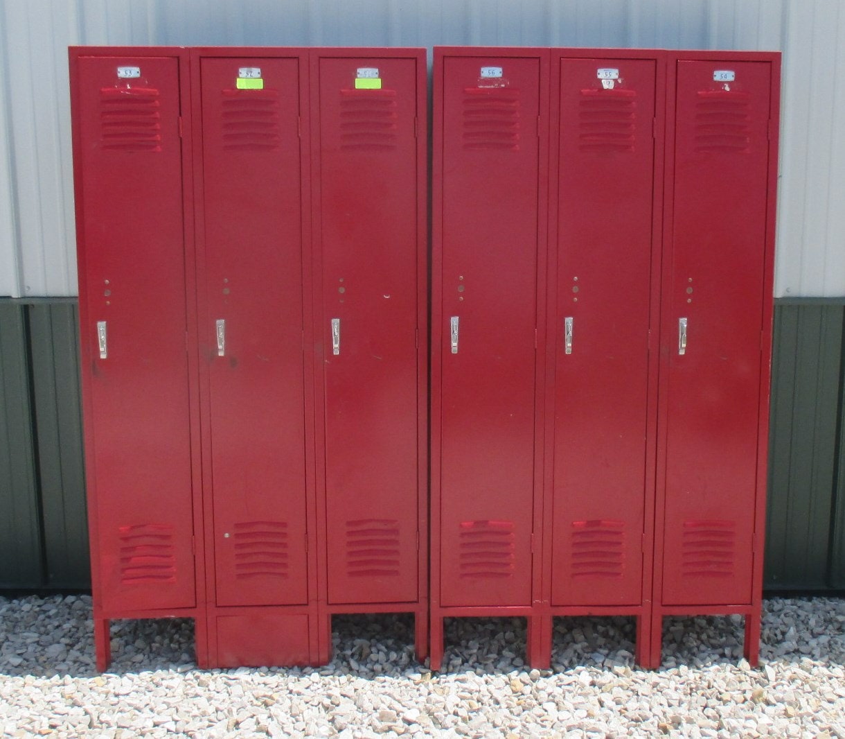 Red Locker Set of 6 Doors Gym School Vintage Factory Industrial Age ...