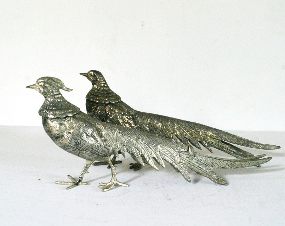 Vintage french Pair of Metal Pheasants – Table Decoration – French ...