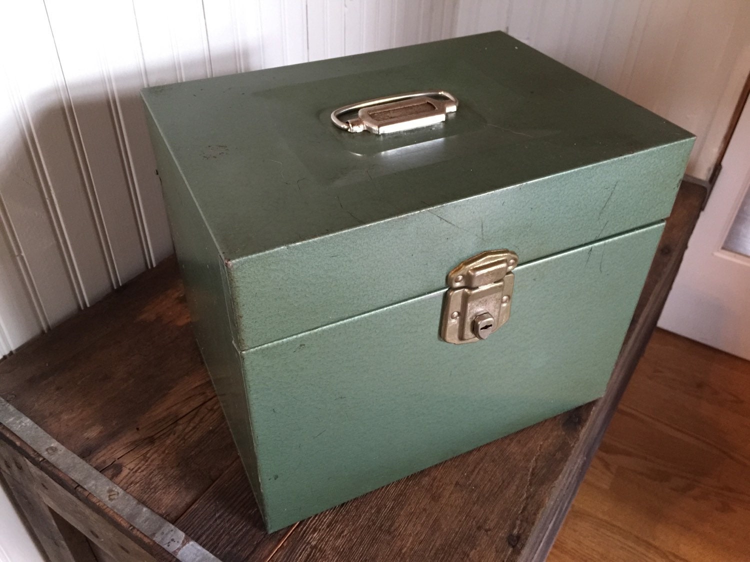 Vintage metal file box – Industrial storage – scrapbook storage ...