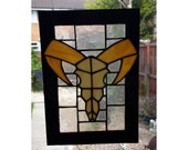 Items similar to Ram Skull Stained Glass Panel, for wall, window or ...