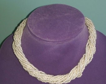 Items similar to Vintage 1950's Multi 4 Strand Art Glass & Glass Pearl ...