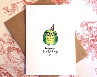 Owl birthday card | Etsy