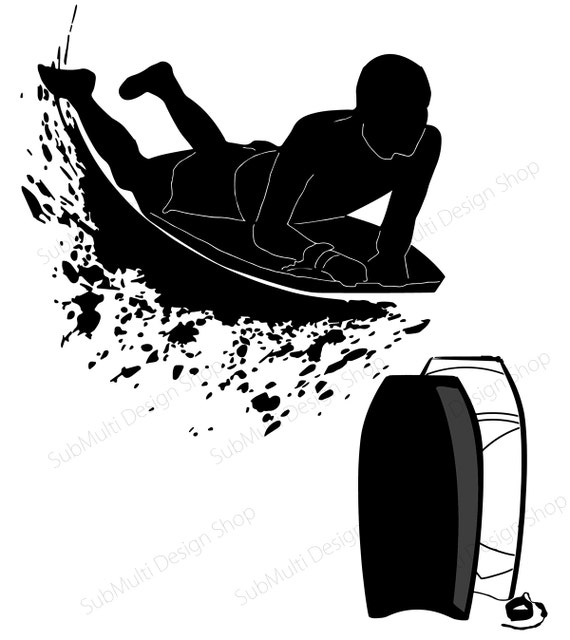 Bodyboarding silhouette / boogie boarding silhouettte / vector ...