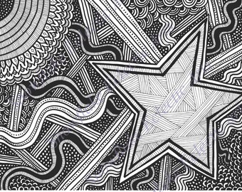 Star zentangle | Etsy