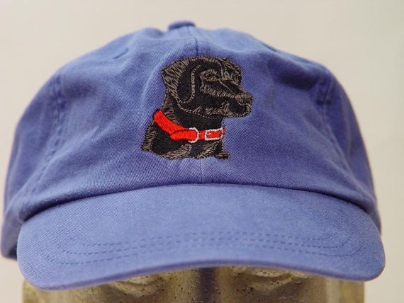 Black Labrador Retriever Dog Hat One Embroidered Men Women