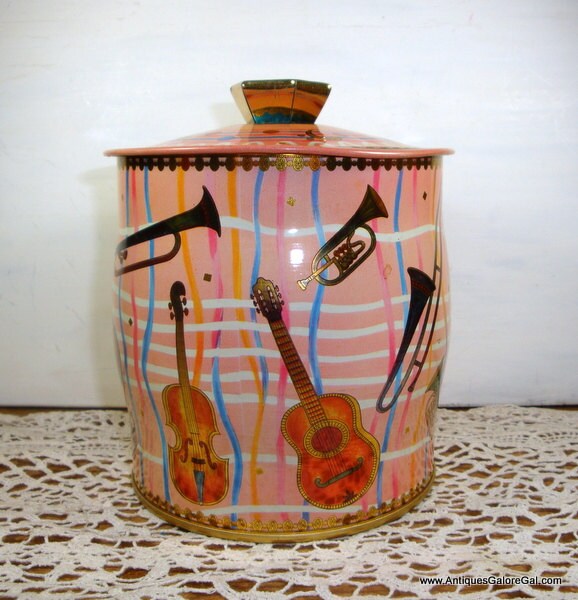 Vintage Tin, Musical Instruments, Guitar, Pink, Container, Made in ...