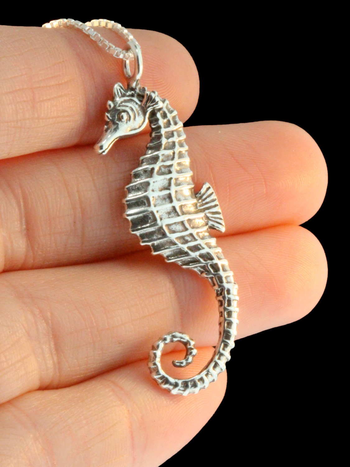 Seahorse Necklace Silver Seahorse Charm Seahorse by martymagic