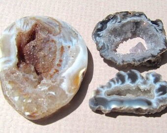 Two Split Geodes with Druzy Filled Pockets Lapidary by dmargocr