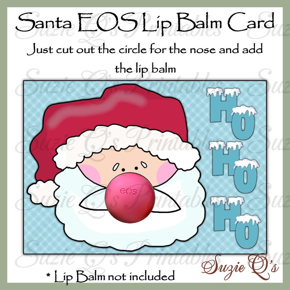 Santa EOS Lip Balm Card Digital Printable Immediate
