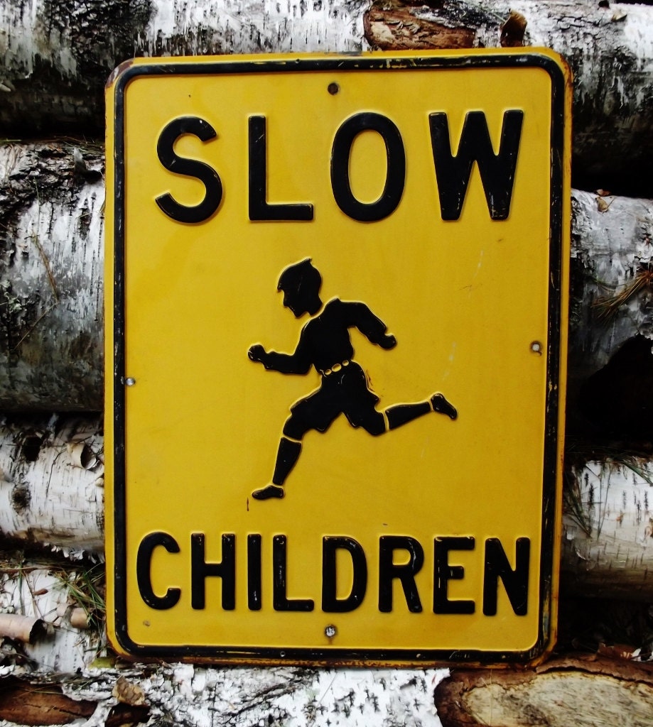 Vintage Slow Children Sign Metal Street Sign Industrial Decor Vintage Slow Children Sign Metal Street Sign Industrial Decor