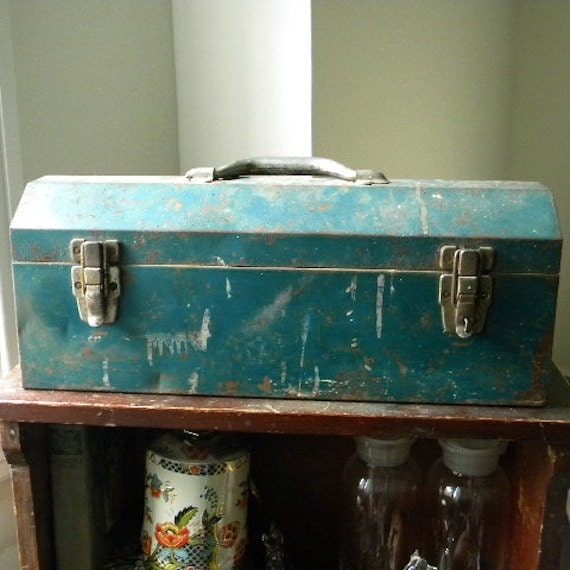 Large Vintage Heavy Duty Toolbox Turquoise Peacock Color – Haute Juice
