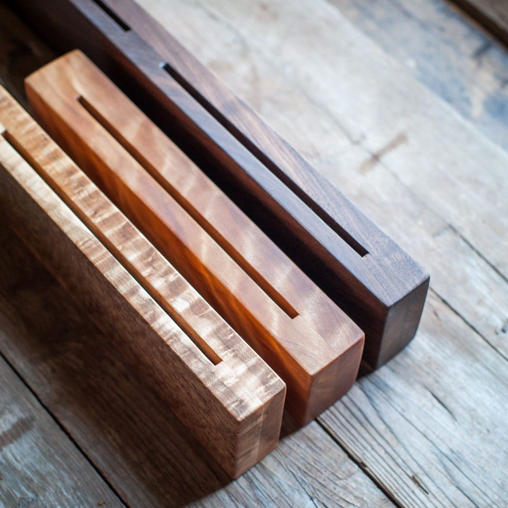 Kitchen Knife Holder Wood Knife Rack Wall by CattailsWoodwork