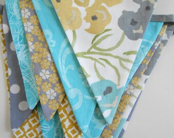 Extra Long Banner with Large Flags/ Fabric Party by aLittleFrayed