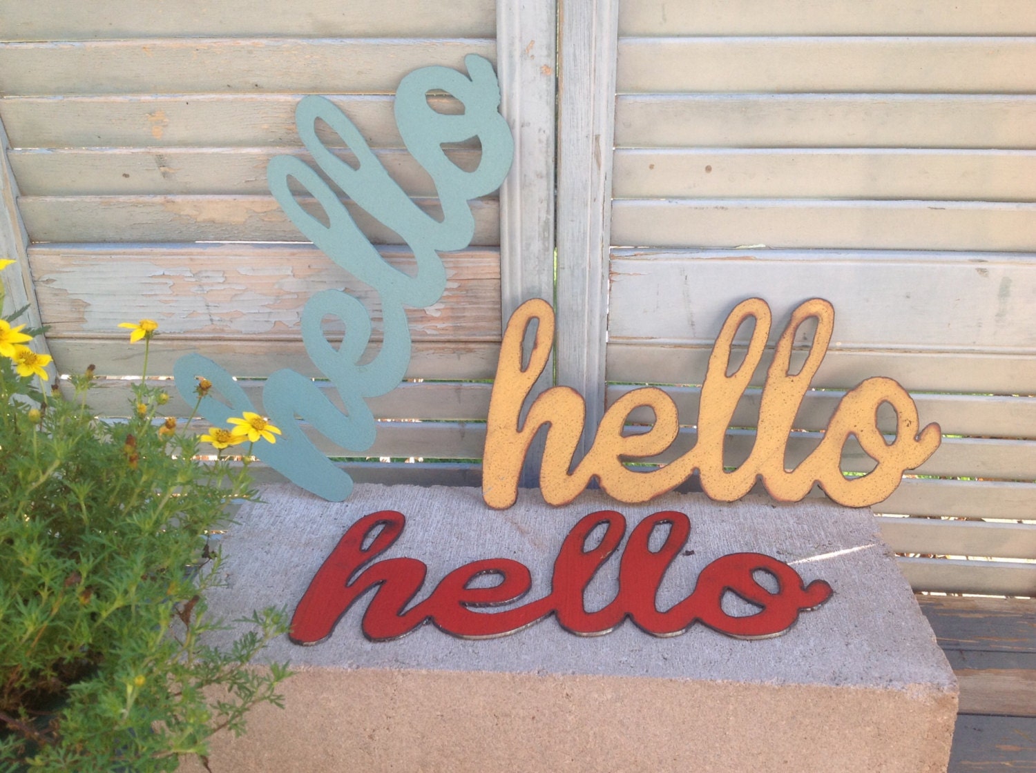 Hello Sign Wall Art Word Art Hello Yard Stake Metal Hello