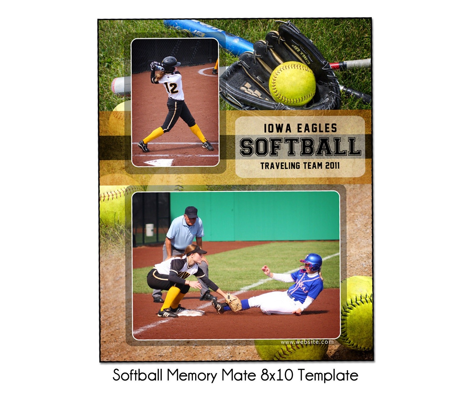 SOFTBALL MM1 8x10 Memory Mate Sports Photo Template