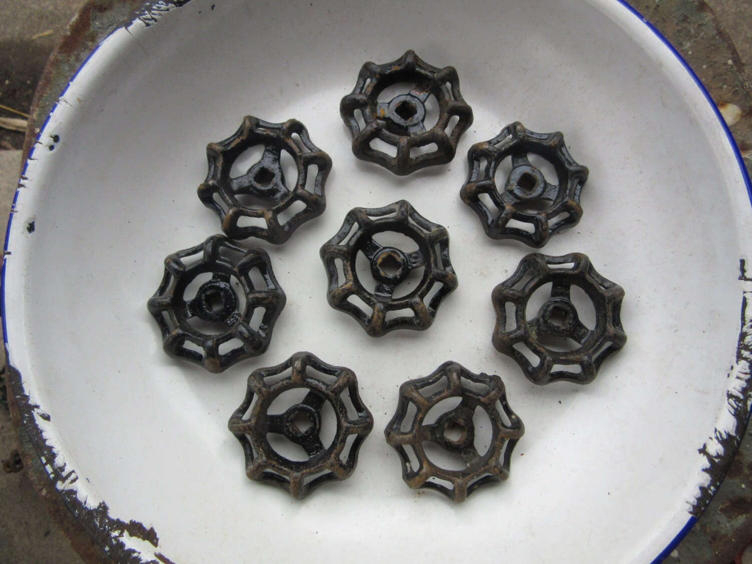 faucet knob handles, 8 valve handles, painted all black handles ...
