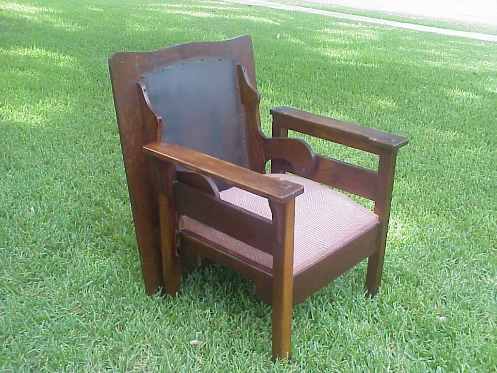 Rare Mission Oak Chair & Gaming Table Combination Transformer/ Stickley ...