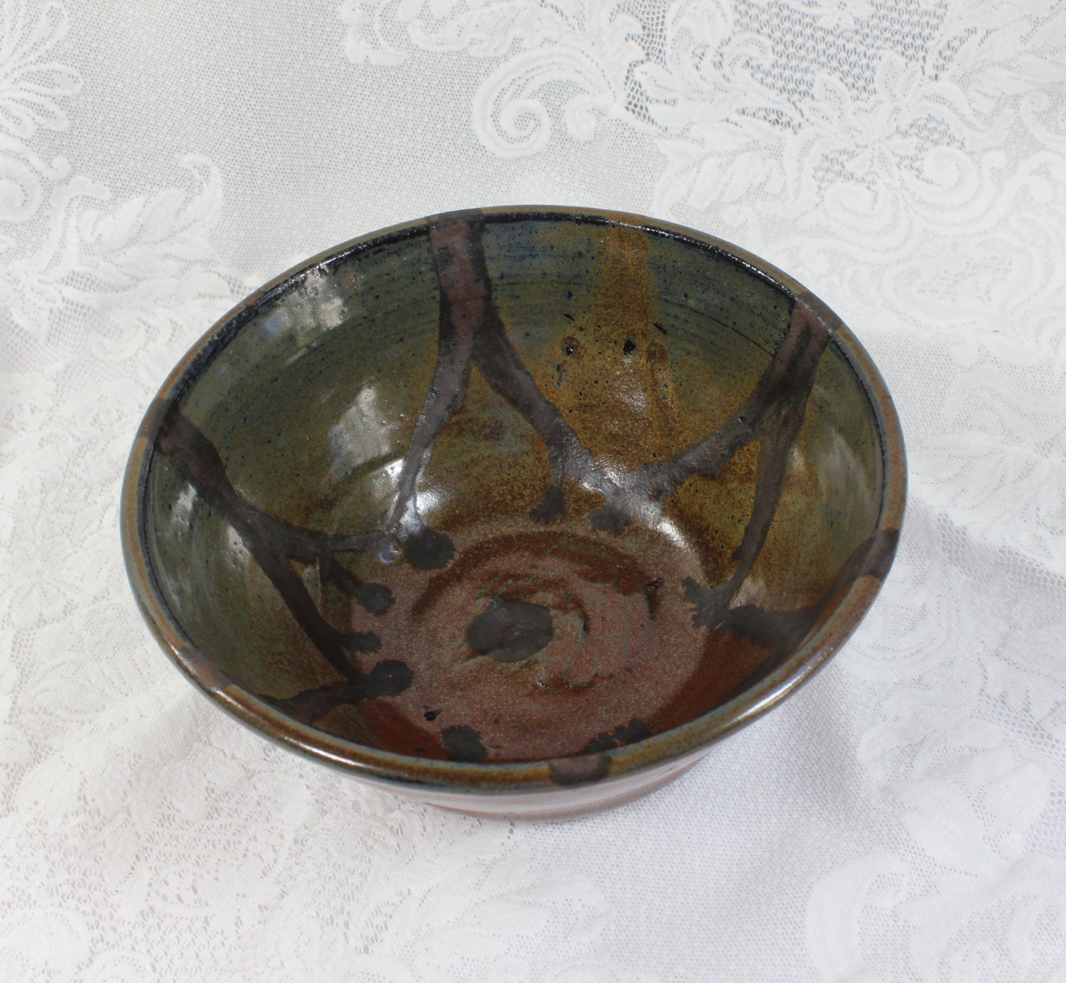 Vintage Hand Made Pottery Bowl- signed by Artist- Brown, Green, Earth ...