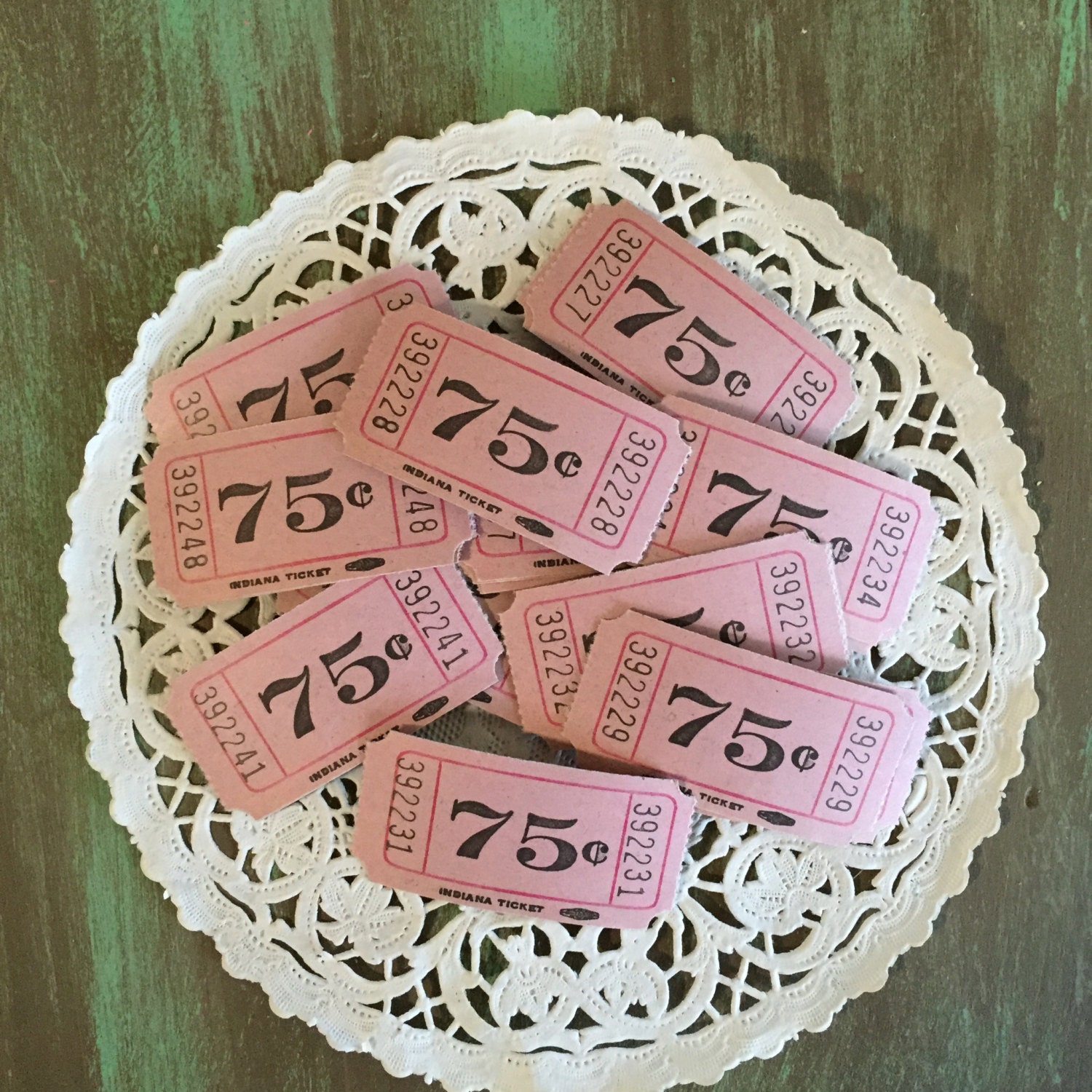PINK Raffle Tickets 75 cents / 50 Vintage Tickets for