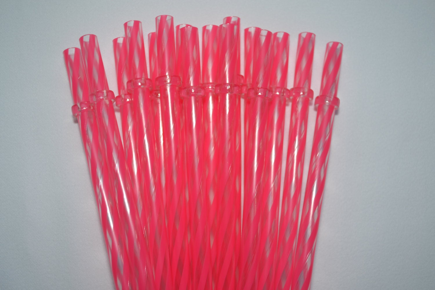 9 Pink And Clear Swirly Straws Reusable With Rings Bpa