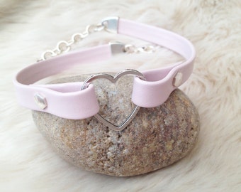 Leather heart choker | Etsy