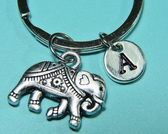 Items similar to Tiny elephant keychain, silver keychain, elephant ...