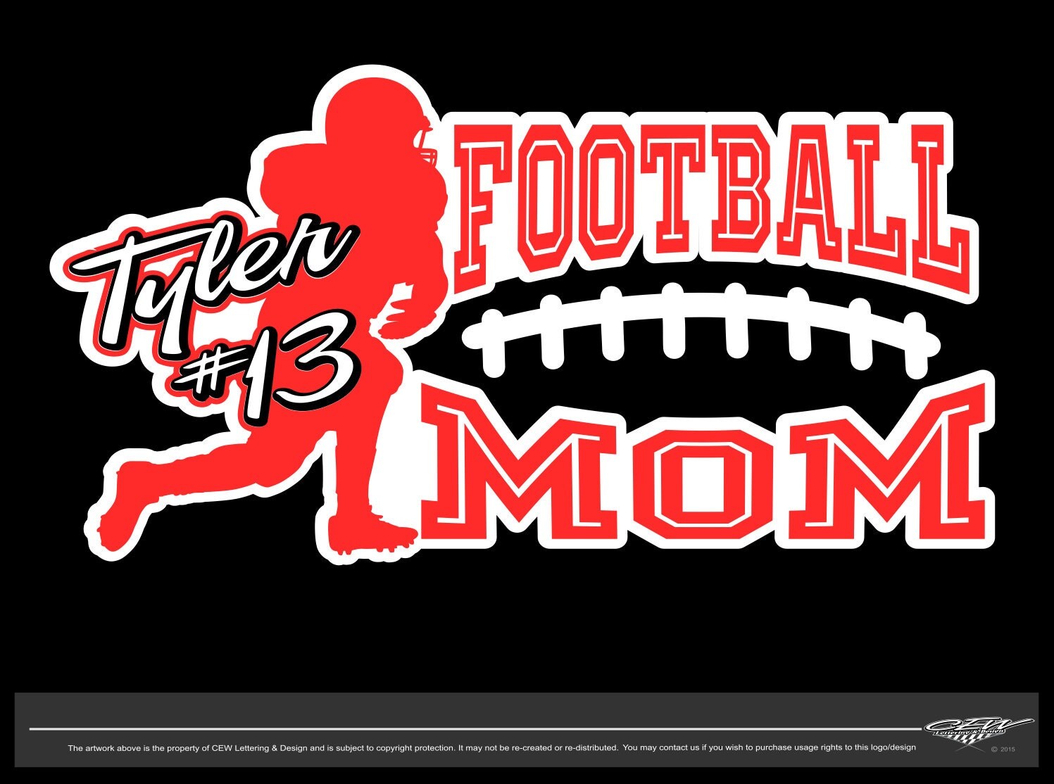 custom football decal high school football by CEWgraphicsNdesigns