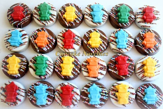 Robot Birthday Chocolate Oreos Cookies Pops Robot Cookies Nuts