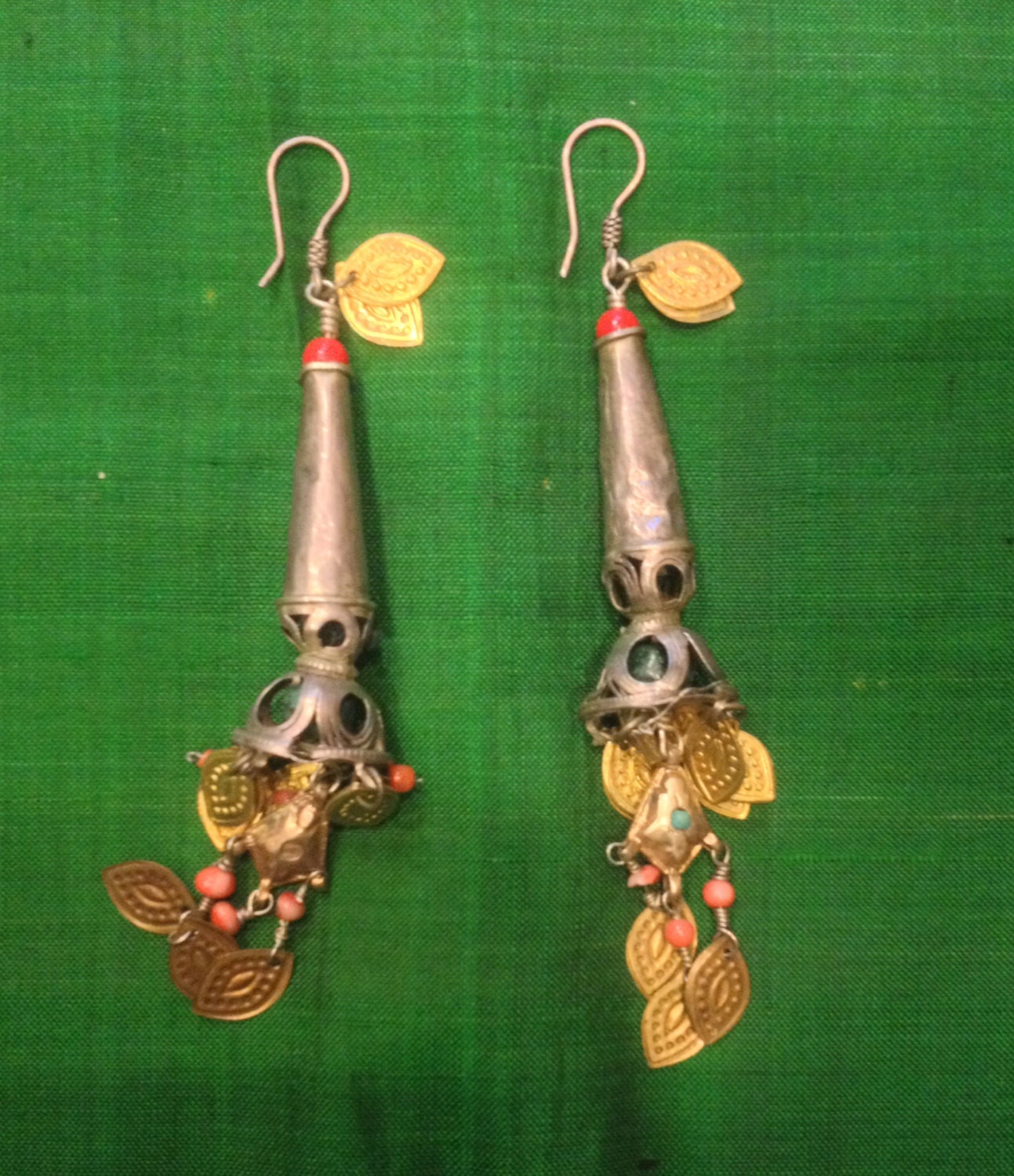 old vintage Silver earing Uzbek jewelry asian earing ethnic tribal ...