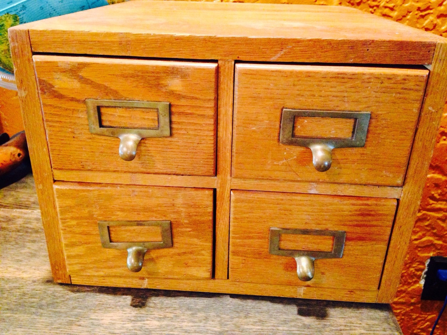 Vintage four drawer library card catalog cabinet. Awesome piece of ...