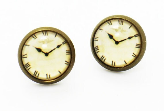 Vintage Clock Stud Earrings Watch EarringsRetro Earrings